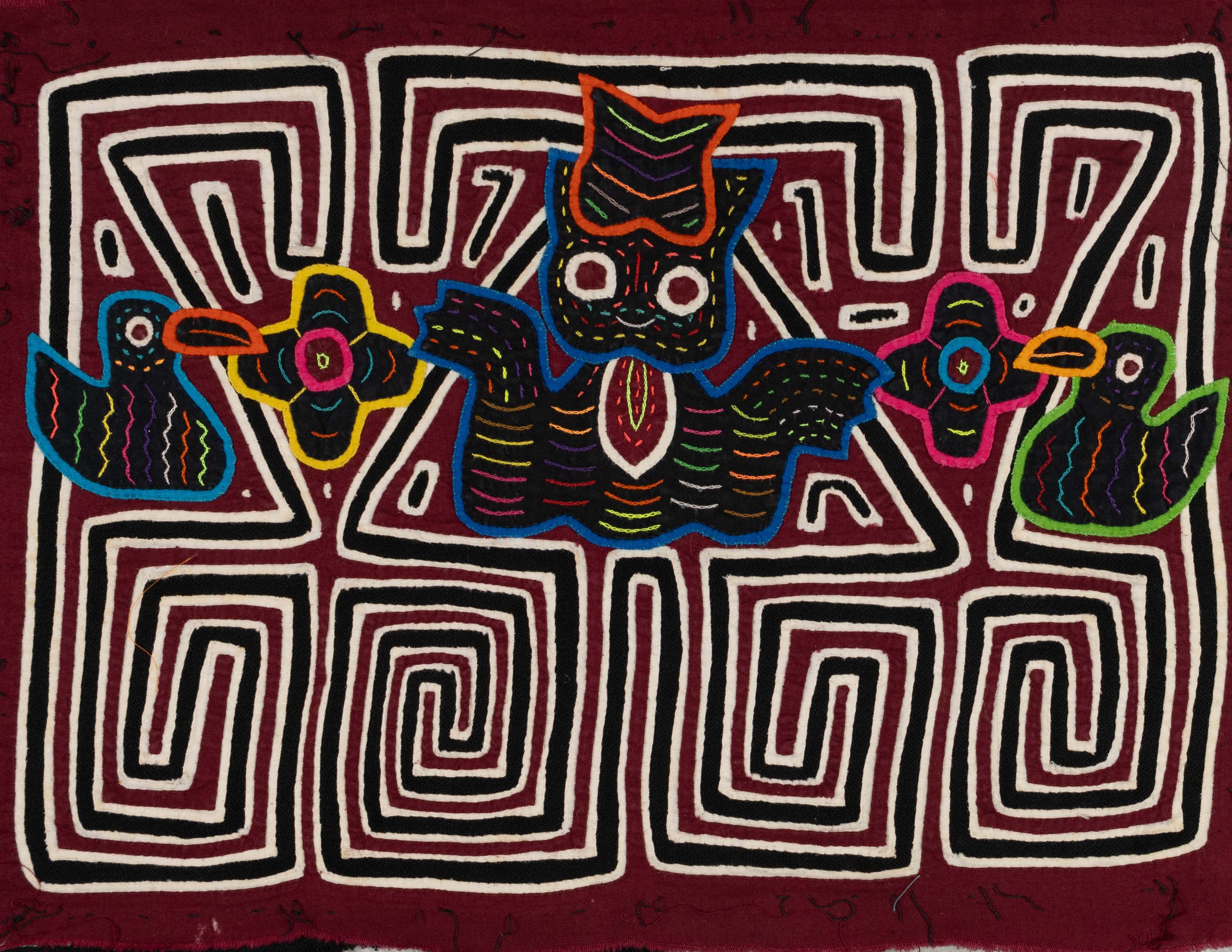 Maroon Black And White Owl Clowning Around Mola – TraderBrock