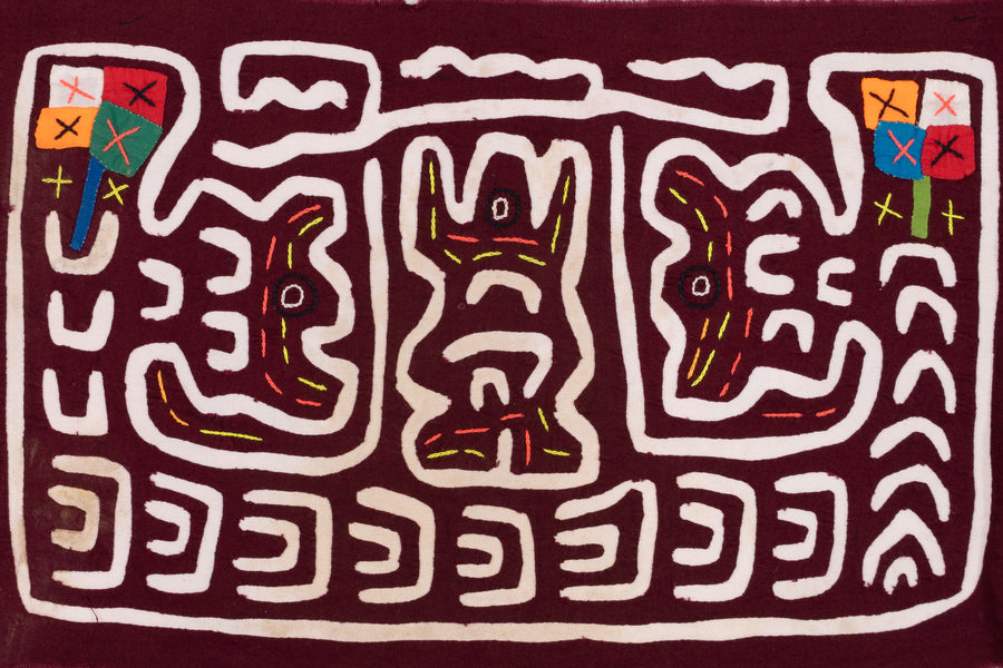 Maroon And Blue Gourd With Bird Mola – TraderBrock